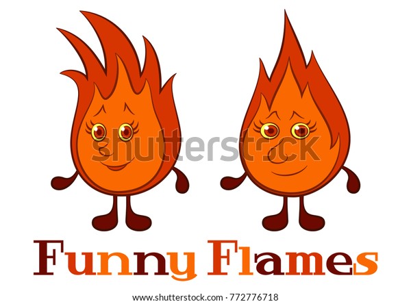 Cartoon Smiling Funny Flames Red Hair Stock Vector (Royalty Free ...