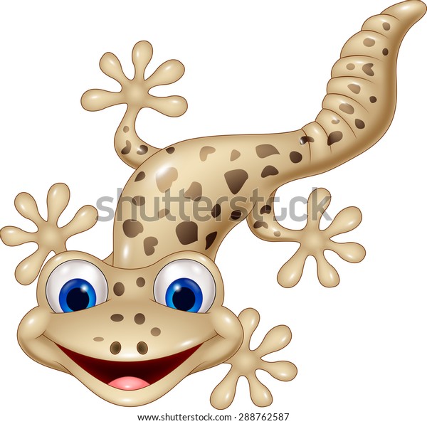 Cartoon smiling gecko. vector illustration