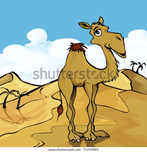 Cartoon Smiling One Hump Camel Desert Stock Vector (Royalty Free) 75254683