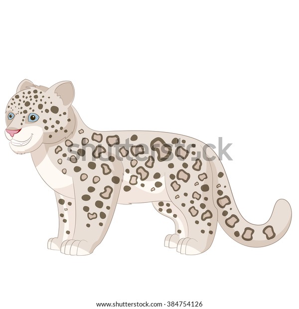 Cartoon Smiling Snow Leopard Stock Vector (Royalty Free) 384754126