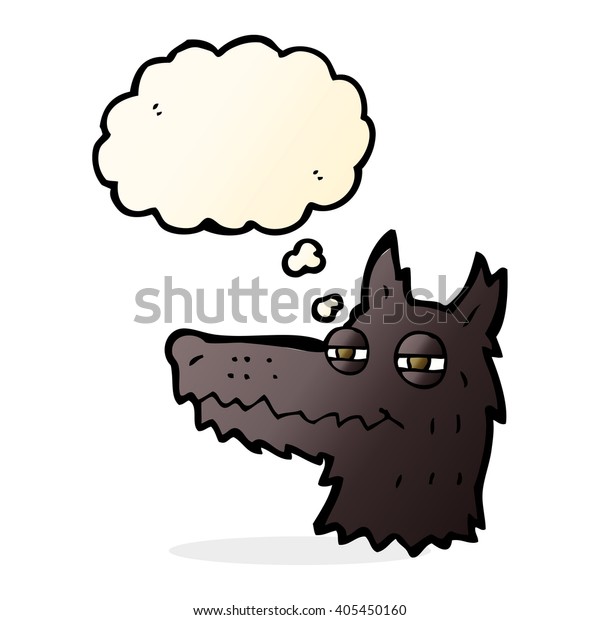 Cartoon Smug Wolf Face Thought Bubble Stock Vector (Royalty Free ...