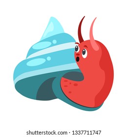 Cartoon Snail Blue Shell Flat Icon Stock Vector (Royalty Free ...