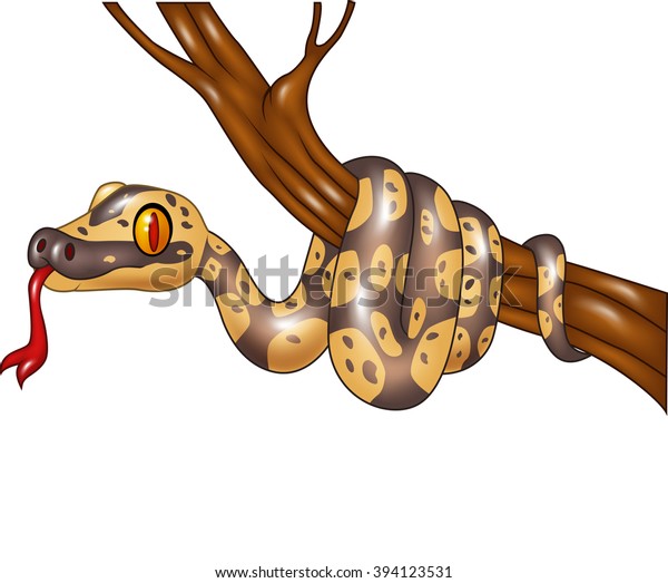 Cartoon Snake On Tree Branch Stock Vector (Royalty Free) 394123531 ...