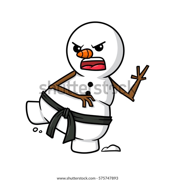 Cartoon Snowman Character Practicing Martial Arts Stock Vector (Royalty ...
