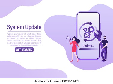 Cartoon Software Update People Mobile App Stock Vector (Royalty Free ...