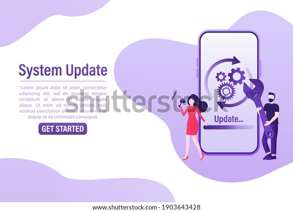 Cartoon Software Update People Mobile App Stock Vector (Royalty Free ...