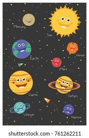 Cartoon Solar System Vector Illustration Stock Vector (Royalty Free ...