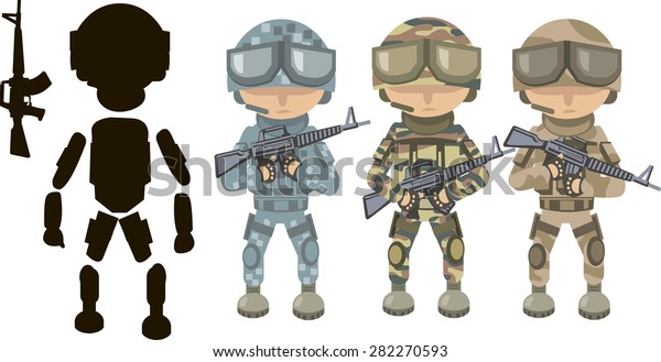 Cartoon Soldier Animation: vector de stock (libre de regalías ...