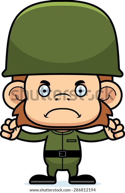 Cartoon Soldier Monkey Looking Angry Stock Vector (Royalty Free ...