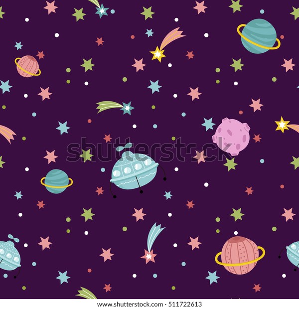 Cartoon Space Background Cartoon Planet Stars Stock Vector (Royalty ...