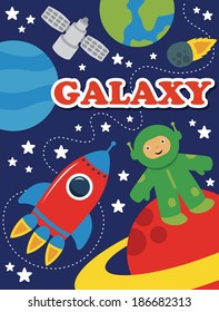 Cartoon Space Card Design Vector Illustration: vector de stock (libre ...