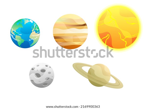 Cartoon Space Planets Solar System Earth: เวกเตอร์สต็อก (ปลอดค่า ...