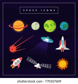 Cartoon Space Set Vector Icons Stock Vector (Royalty Free) 770107609 ...