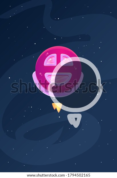 Cartoon Space Ship Circle Simple Shadow Stock Vector (Royalty Free ...