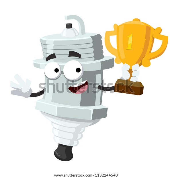 Cartoon Spark Plug Mascot Holds Number Stock Vector (Royalty Free ...