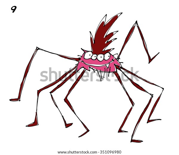 Cartoon Spider Monster Stock Vector (Royalty Free) 351096980