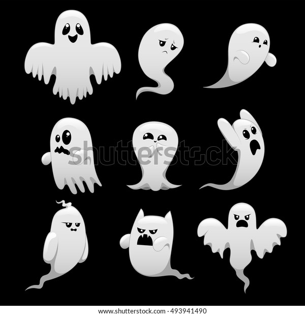 Cartoon Spooky Ghost Character Set Vector Stock Vector (Royalty Free ...