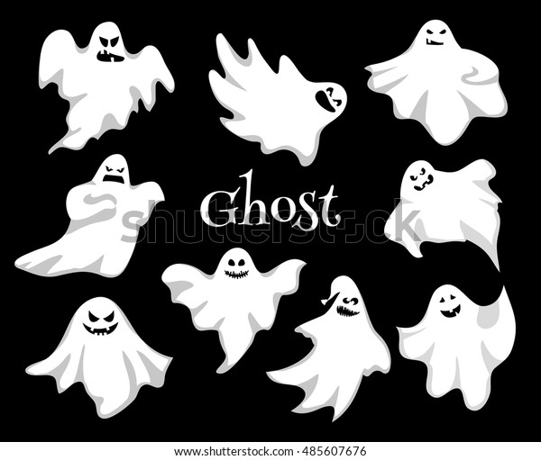 Cartoon Spooky Ghost Character Vector Set Stock Vector (Royalty Free ...