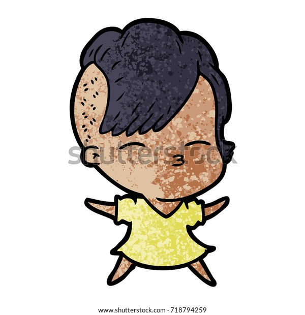 Cartoon Squinting Girl Stock Vector (Royalty Free) 718794259 | Shutterstock