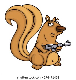 Cartoon Squirrel Gun Stock Vector (Royalty Free) 294471431