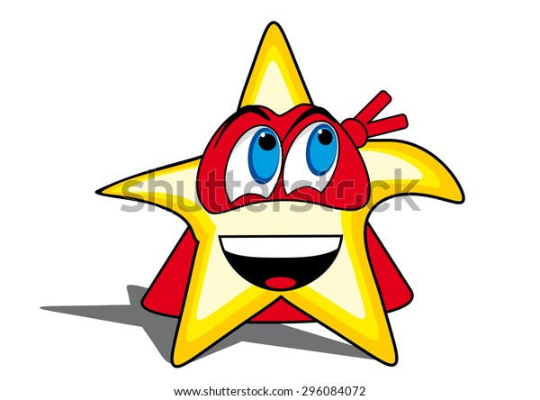 Cartoon Star Happy Face Superhero Cape Stock Vector (Royalty Free ...