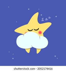Cartoon Star Sleeping On Cloud Vector Stock Vector (Royalty Free ...