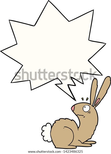 Cartoon Startled Bunny Rabbit Speech Bubble Stock Vector (Royalty Free ...