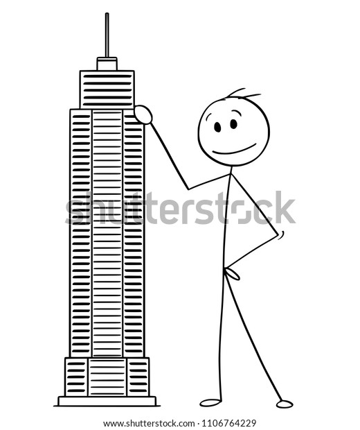 Cartoon stick man drawing conceptual illustration of businessman ...