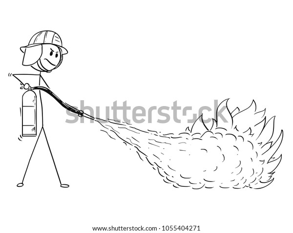 Cartoon Stick Man Drawing Illustration Firefighter Stock Vector ...