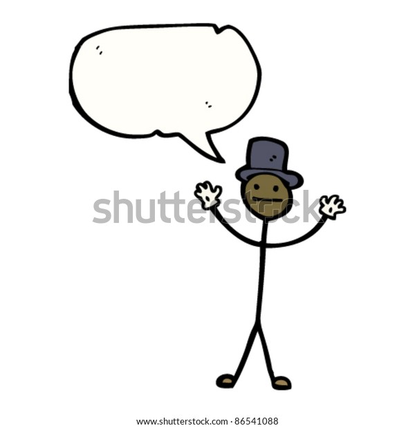 cartoon stick man in top hat waving arms
