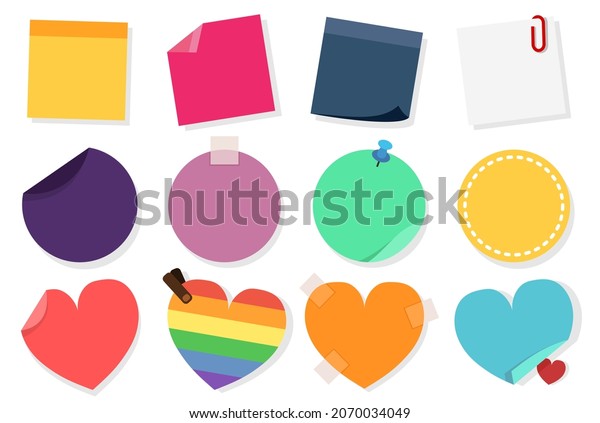 Cartoon Sticky Notes Colorful Set Reminder Stock Vector (Royalty Free ...