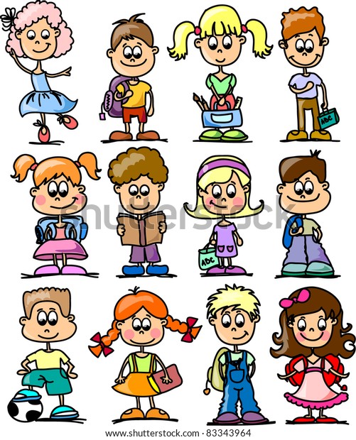 Cartoon Students Stock Vector (Royalty Free) 83343964 | Shutterstock