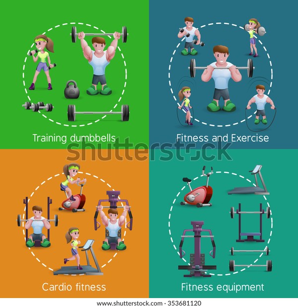 Cartoon Style 2x2 Images Set Presenting Stock Vector (Royalty Free ...