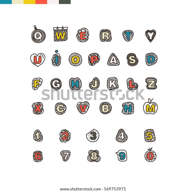 Vektor Stok Cartoon Style Alphabet Vector Clipart Comic (Tanpa Royalti ...