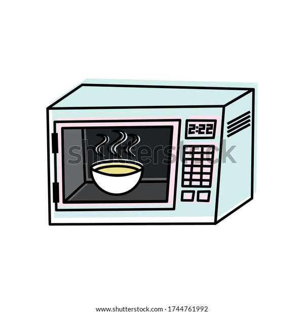 microondas azul tipo caricatura. curvas de: vector de stock (libre de ...