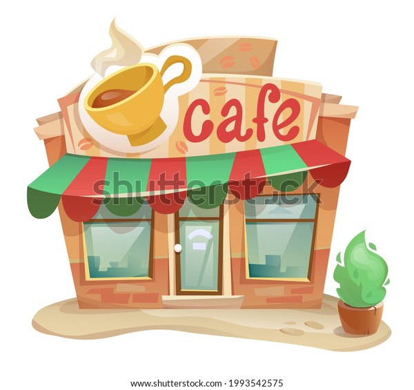 Stock vektor „Cartoon Style Cafe Small Restaurant Vector“ (bez ...