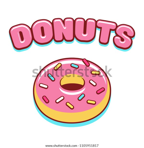 Cartoon Style Donut Pink Icing Sprinkles Stock Vector (Royalty Free ...