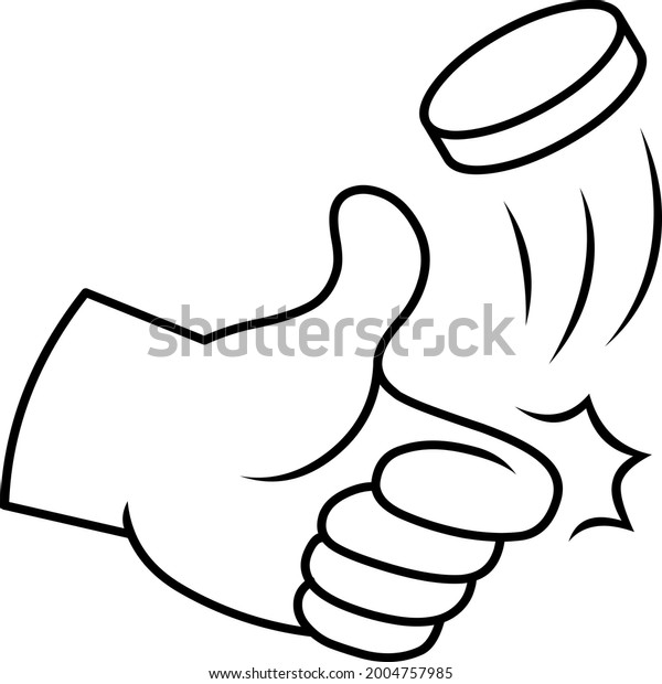 Cartoon Style Drawing Hand Tossing Coin Stock Vector (Royalty Free ...