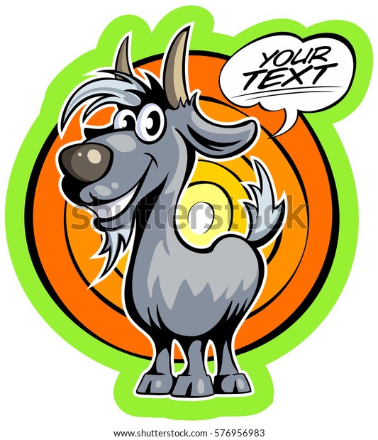 Cartoon Style Goat Comics Text Box: vector de stock (libre de regalías ...