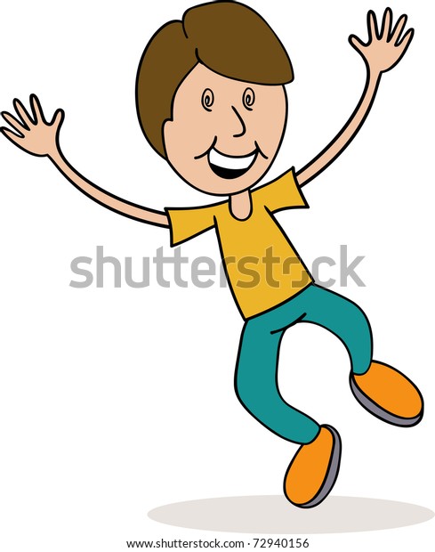 Cartoon Style Illustration Boy Jumping Stock Vector (Royalty Free ...