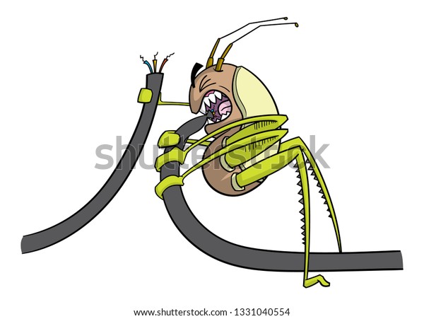 Cartoon Style Illustration Bug Biting Electrical Stock Vector (Royalty ...