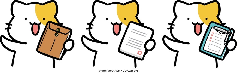 Cartoon Style Illustration Set Cute Cat Stock Vector (Royalty Free ...