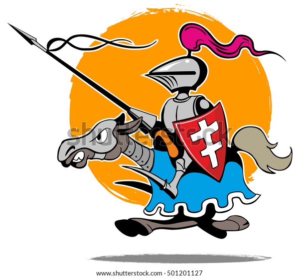 Cartoon Style Knight Lance Shield Horseback 스톡 벡터(로열티 프리) 501201127