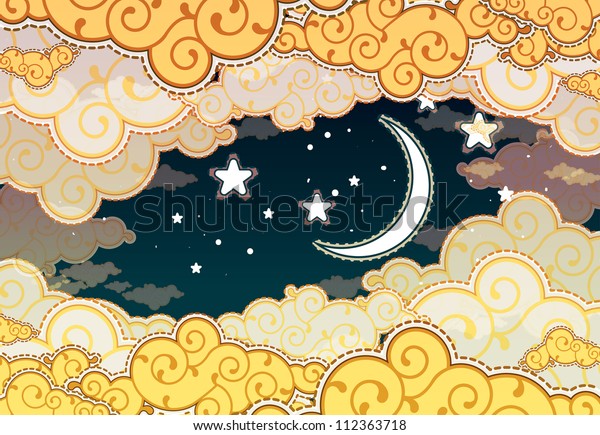 Cartoon Style Night Sky Stock Vector (Royalty Free) 112363718 ...