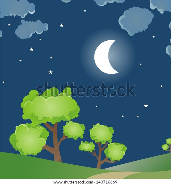Cartoon Style Night Sky Stock Vector (Royalty Free) 140716669 ...