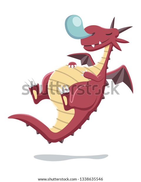 Cartoon Style Red Fat Dragon Sleeping: vector de stock (libre de ...