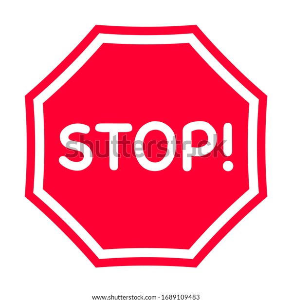 Cartoon Style Red Stop Sign Stock Vector (Royalty Free) 1689109483 ...