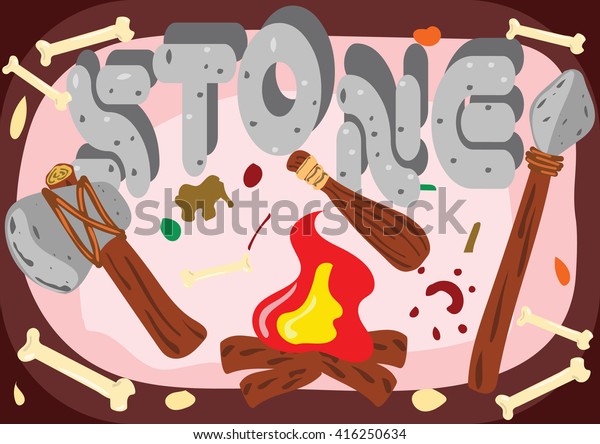 Cartoon Style Stone Age Cave Stock Vector (Royalty Free) 416250634 ...