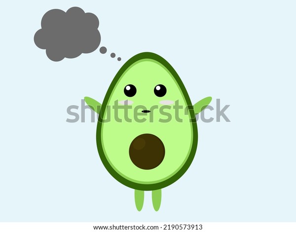 Cartoon Style Thinking Avocado Vector Isolated Stock Vector (Royalty ...