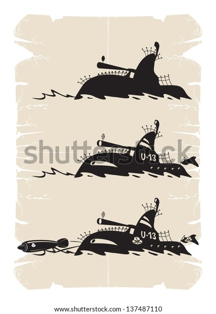 Cartoon Submarine Torpedo Vector Stock Vector (Royalty Free) 137487110 ...